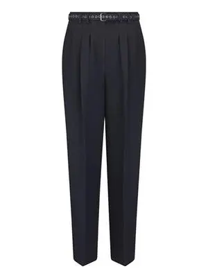Dior Wool And Silk Blend Belted Trousers - Black