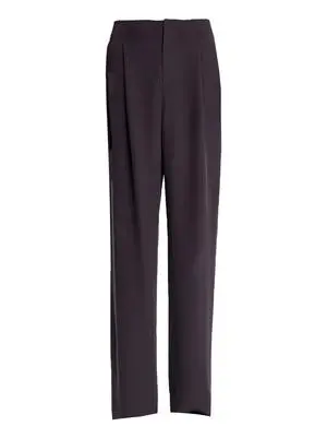 Saint Laurent Silk Straight Cut Mid Rise Pants - Brown