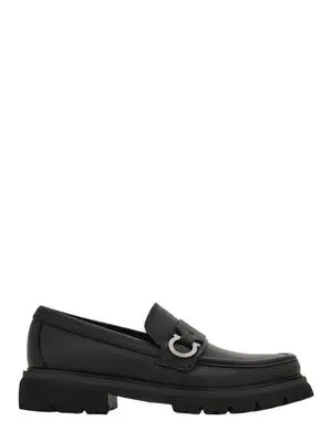 FERRAGAMO FERRAGAMO Loafers With Raised Stitching And Chunky Rubber Sole Black