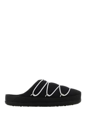 Moon Boot Fabric Slippers - Black