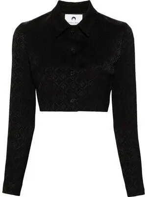 MARINE SERRE Moon Diamond Jacquard Cropped Jacket - Black