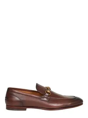 Gucci Dark Brown Leather Jordaan Loafers With Horsebit Detail - Multicolor