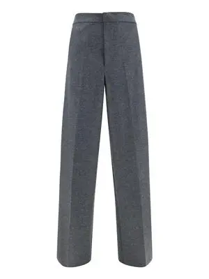 JIL SANDER Wool High Waist Tailored Pants - Gray