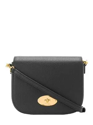 Mulberry Leather Satchel With Twist-lock Closure - Black