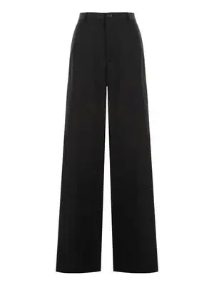 Balenciaga Wool Flared Trousers - Black