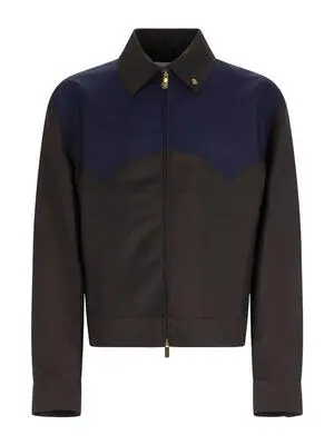 Versace Wool And Mohair Zip Jacket - Brown