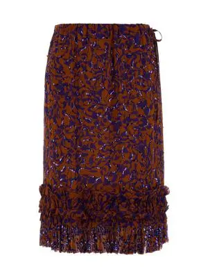 Dries Van Noten Printed Viscose Skirt With Ruffle Hem - Multicolor