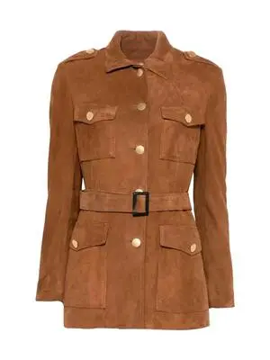 Tagliatore Belted Suede Jacket - Multicolor