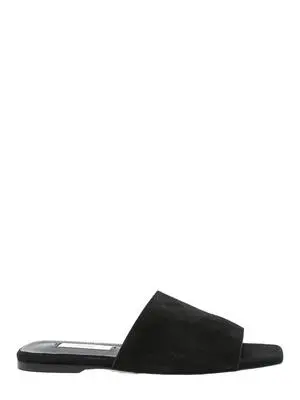 TOTEME Black Velvet Flat Sandals - Multicolor