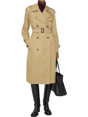 Burberry BURBERRY Double-Breasted Cotton Trench Coat Cream