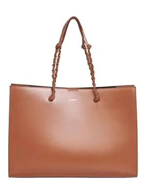 JIL SANDER Tan Calf Leather Tote Bag With Knotted Handle - Multicolor