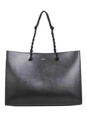 JIL SANDER Black Leather Tote Bag With Knotted Handle - Multicolor