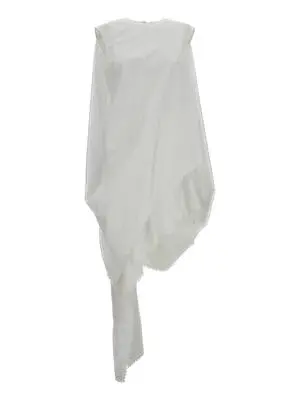 Jacquemus JACQUEMUS "La Robe Traversin Courte" Maxi Dress In White Textured Sheer Cotton Poplin Multicolor