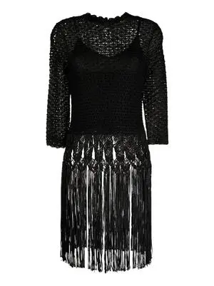 Zimmermann Knitted Sweater With Fringe - Black