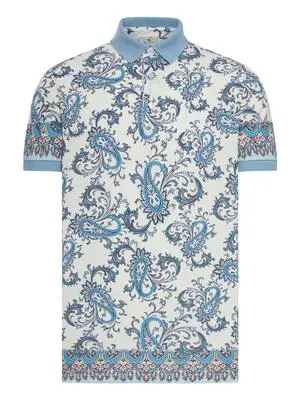 Etro Cotton Polo Shirt With Placed Print - Multicolor