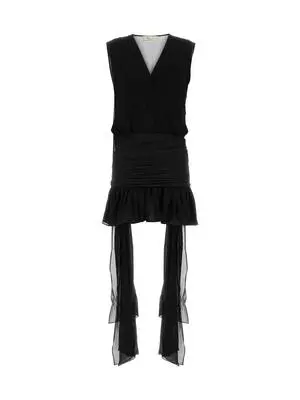 Blumarine Georgette Mini Dress - Black