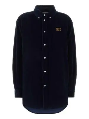 Miu Miu Miu Miu Corduroy Shirt With Logo Detail Blue