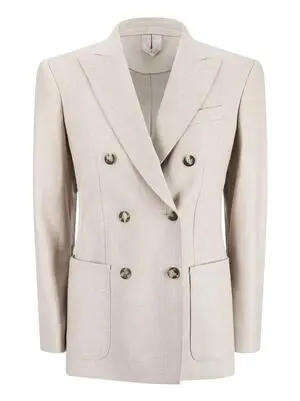 Max Mara Fred Jacket: Cashmere Blend Double-breasted Blazer - Cream