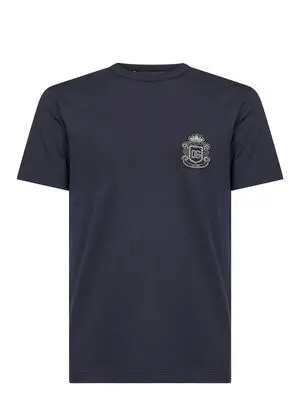 Dolce & Gabbana Dolce & Gabbana Men Blue Cotton Heraldic Patch T-Shirt Multicolor