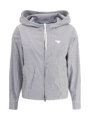 Prada Striped Hooded Jacket - Blue