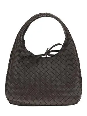 Bottega Veneta Campana Shoulder Bag In Woven Intrecciato Leather - Brown
