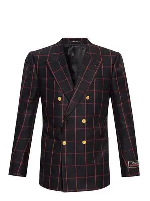 Gucci Wool Checked Blazer - Black