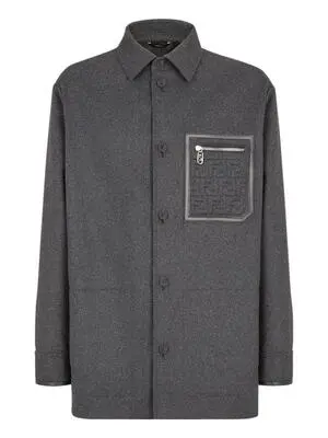 Fendi Cashmere Shirt Jacket With Ff Embossing - Gray