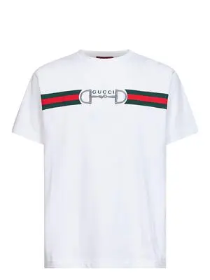 Gucci White Cotton Jersey Embroidered T-shirt - Multicolor