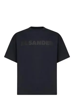 JIL SANDER Blue Lightweight Cotton Jersey Logo T-shirt - Multicolor