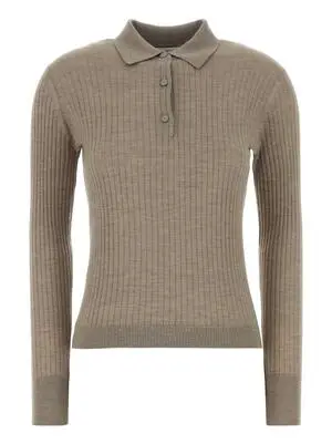 Max Mara MAX MARA Dove Grey Cashmere Blend Gitano Polo Shirt Gray