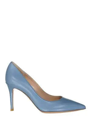 GIANVITO ROSSI Leather Pointed Toe Pumps - Blue