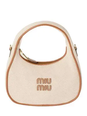 Miu Miu Wander Canvas And Leather Small Hobo Bag - Multicolor