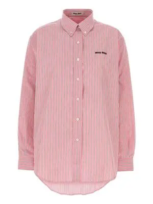 Miu Miu Embroidered Poplin Oversize Shirt - Multicolor