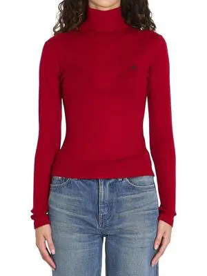Celine Triomphe Embroidery High Neck Long Sleeve Knitwear - Multicolor