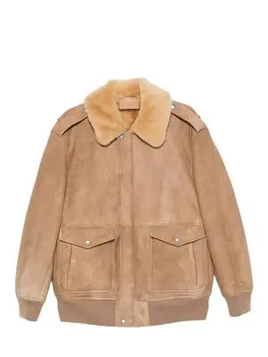 PRADA PRADA Suede Shearling Collar Jacket