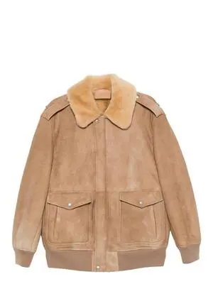 PRADA PRADA Suede Shearling Collar Jacket