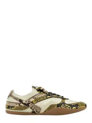 Miu Miu Snakeskin And Fabric Sneakers - Multicolor