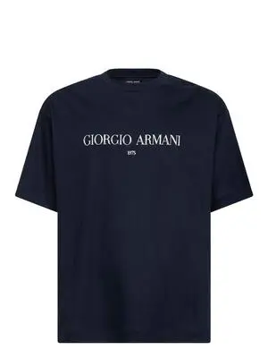 Giorgio Armani Navy Blue Cotton Interlock Jersey T-shirt - Multicolor