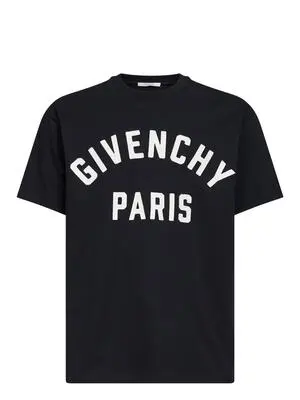 Givenchy Givenchy Men Black Cotton Givenchy Paris Embroidered T-Shirt Multicolor