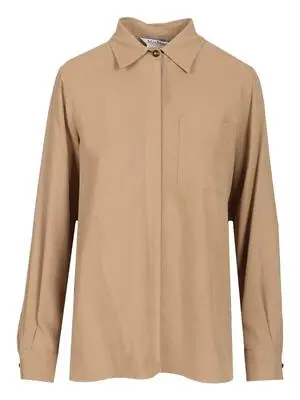Max Mara Max Mara Siamese Shirt In Washed Silk Brown
