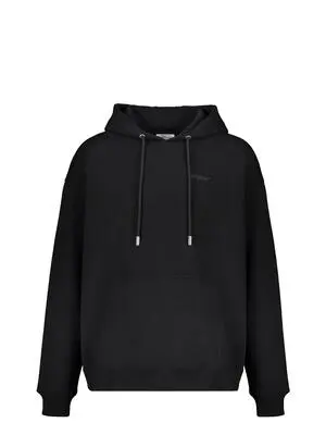 Off-White Logo Drawstring Hooded Sweatshirt - Black