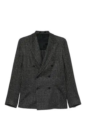 Tagliatore Grey Pinstripe Double-breasted Blazer - Gray