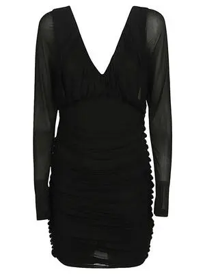 Saint Laurent Mini Draped Dress - Black