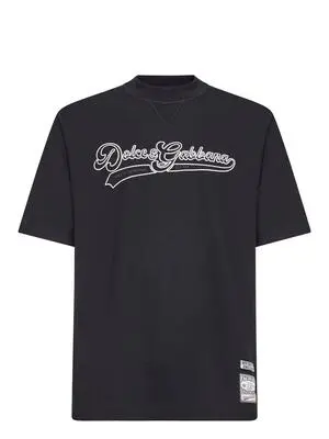Dolce & Gabbana Black Cotton Jersey Logo T-shirt - Multicolor