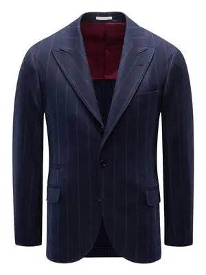 Brunello Cucinelli Striped Wool Jacket - Blue