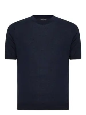 Tagliatore Blue Silk Knit Crewneck T-shirt - Multicolor