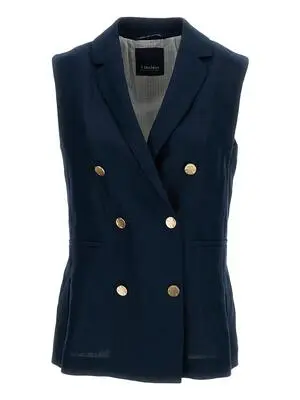 Max Mara Double-breasted Linen Vest - Multicolor