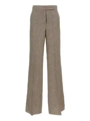 Max Mara MAX MARA "Deserto" Linen Palazzo Trousers Multicolor