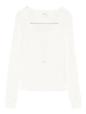 Chloé Cotton Ribbed Knit Long Sleeve Scoop Neck Sweater - Multicolor