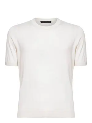 Tagliatore Tagliatore Men White Silk Knit Crewneck T-Shirt Multicolor